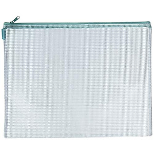 Avery Elle Zippered Vinyl Mesh Pouch-Aqua-Large
