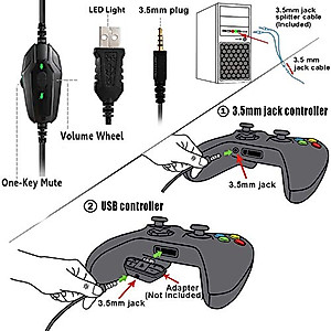 Gaming Headset for Nintendo Switch, PS4, Xbox One, PS5 Controller, Laptop, Mac, Noise Cancelling PC Headset with Mic,7.1 Stereo Surround Sound, Cool LED Light,Comfort Earmuff, Camo Green