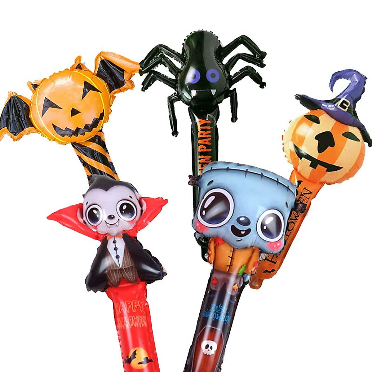 Halloween Inflatables Treats Toys 10pcs For Kids Party Favors Hand Hold Balloon Nightmare Before Christmas Toys Skeleton Spider Pumpkin Vampire Zombie Ghost Bat Outdoor Games Party Supplies