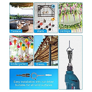 EVISTTER 30 Pack String Light Hooks Outdoor Silver,2.2In Screw-in Hooks for Outdoor String Lights,Q Hanger Hooks Outdoor for Decoration Hanging