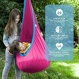 OUTREE Kids Pod Swing Seat Cotton Child Hammock Chair for Indoor and Outdoor use (Pink and Blue)