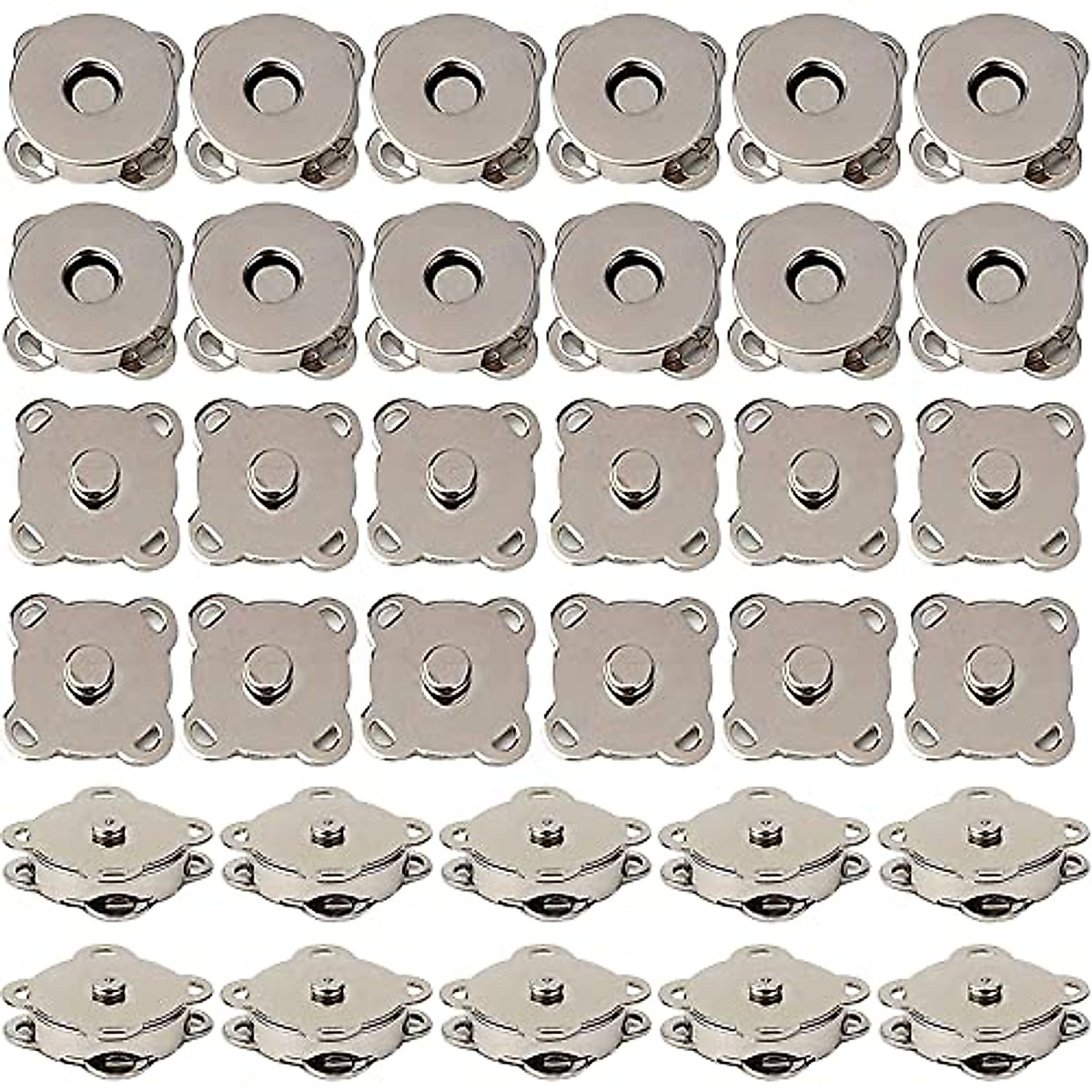 EuTengHao Magnetic Snaps Buttons, Silver Magnetic Purse Snap Clasps, Plum Magnetic Snap Closures for Purses Handbags, 15mm Magnet Button Closure Fastener for Clothes Sewing DIY Craft