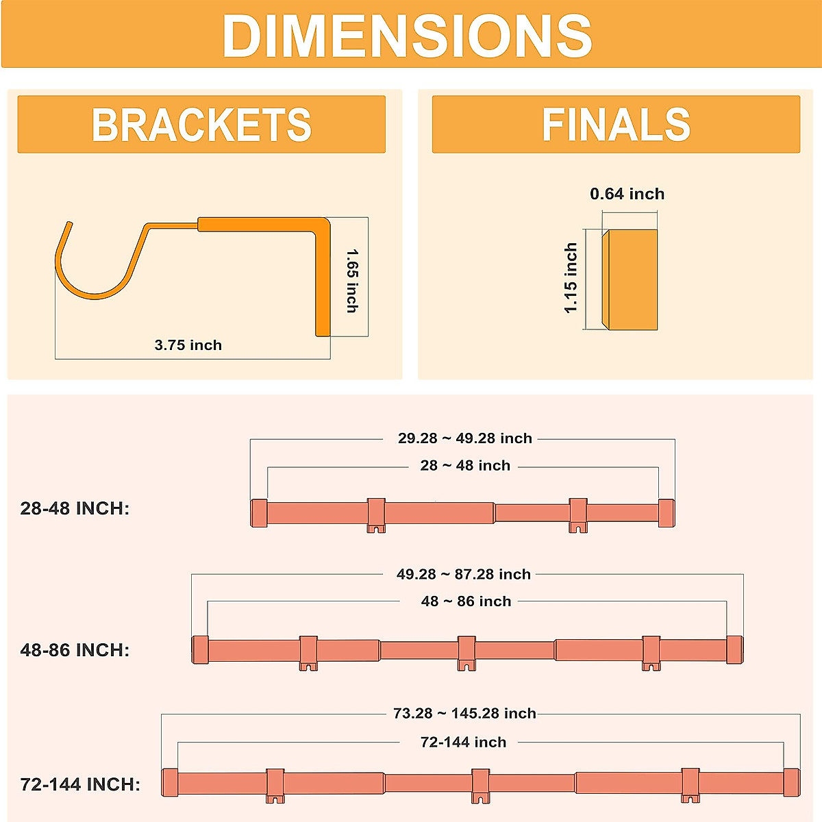 2 Pack Modern Curtain Rod, End Cap Style Design, Curtain Rods for Windows 48 to 84 Inch, Blackout Wrap Around Curtain Rod, Indoor and Outdoor, 48-86 Inch, Black