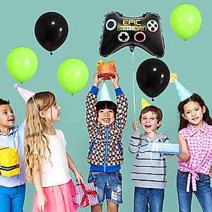 107 pcs Game On Balloons Arch Garland Party Decoration Black Green Video Game Party Supplies for Level Favor Theme Birthday Party Decorations