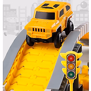 234 Pcs Engineering Rail Car,Construction Race Tracks for Kids Toys, 2 Electric Toy Cars,3 Construction Cars, DIY Collage Flexible Track Toys Set, Kids Gifts for 3-8 Year Old Boys and Girls Toys