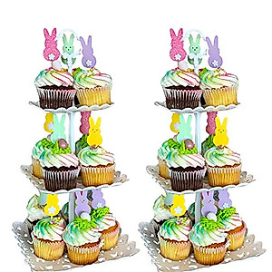 2pcs 3 Tier Dessert Stands Fruit Plates for Wedding Baby Shower Birthday/Tea Party (2pcs Square)