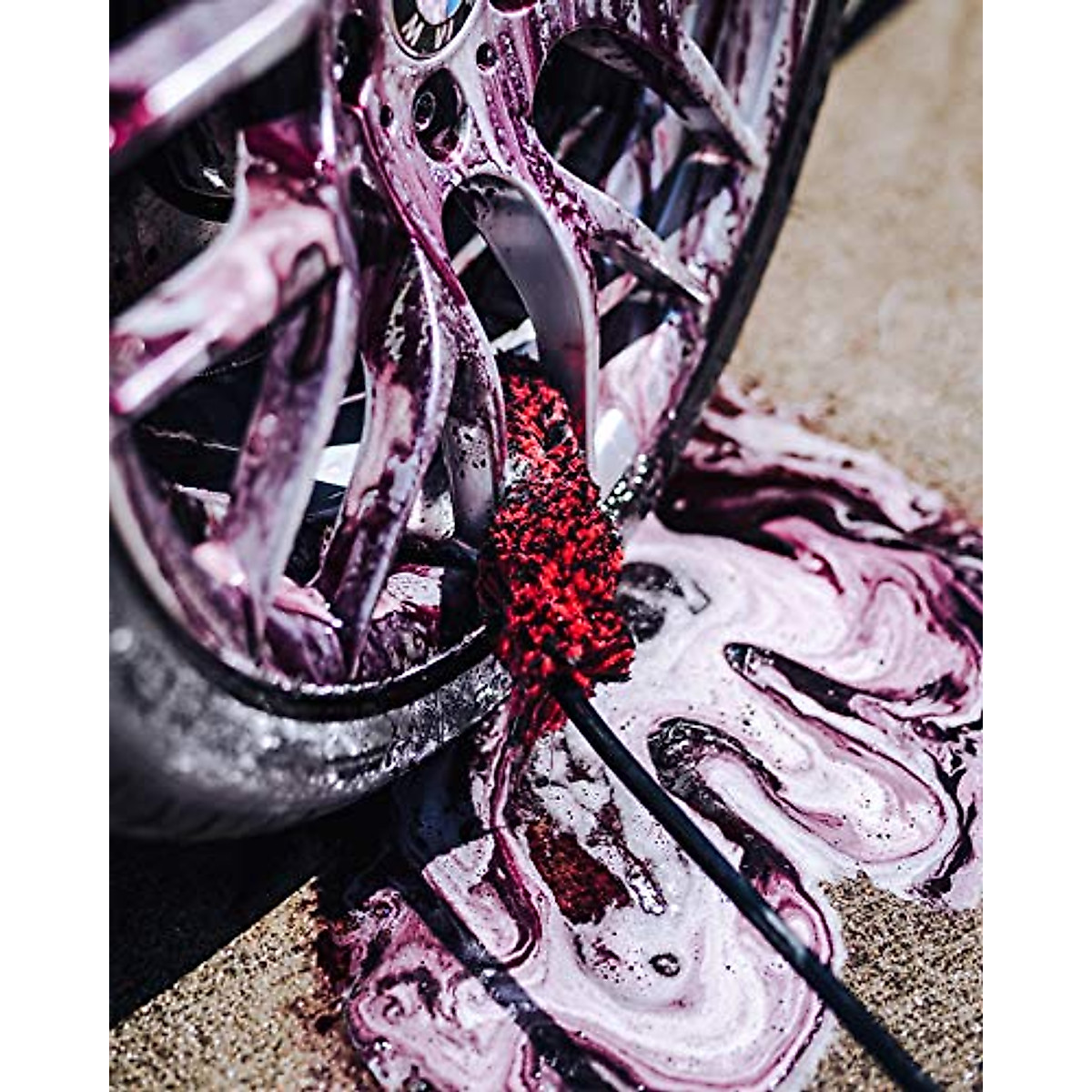 Adam's Barrel Brush - Adjustable Wheel Cleaning Tool W/Soft Wool Fibers - Remove Brake Dust & Dirt Behind Your Rim Accessories - Wash & Restore Shine to Your Car Boat RV Bike Or Motorcycle (Large)