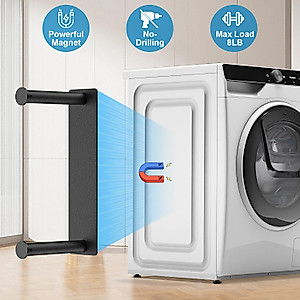 MFTEK Hanger Organizer Stacker, Magnetic Hanger Holder, Extendable Hanger Storage Rack for Washing Machine Closet Laundry Room Organization, Hanger Stand Rack for Adult Kids Velvet Hangers (Black)