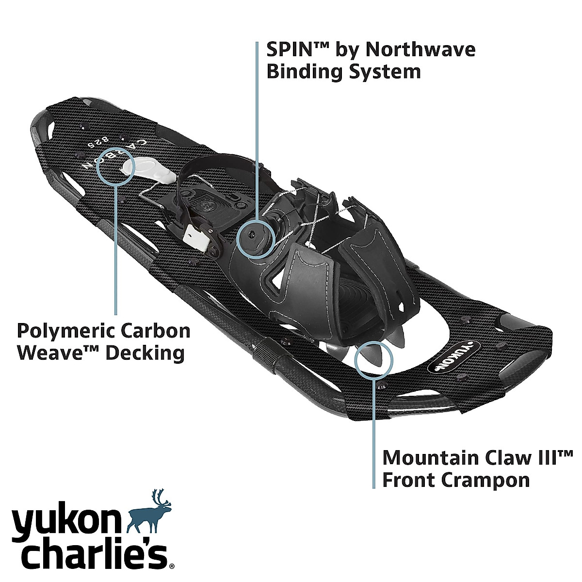Yukon Charlie's Carbon Spin Snowshoe, 8-inch x 25-inch