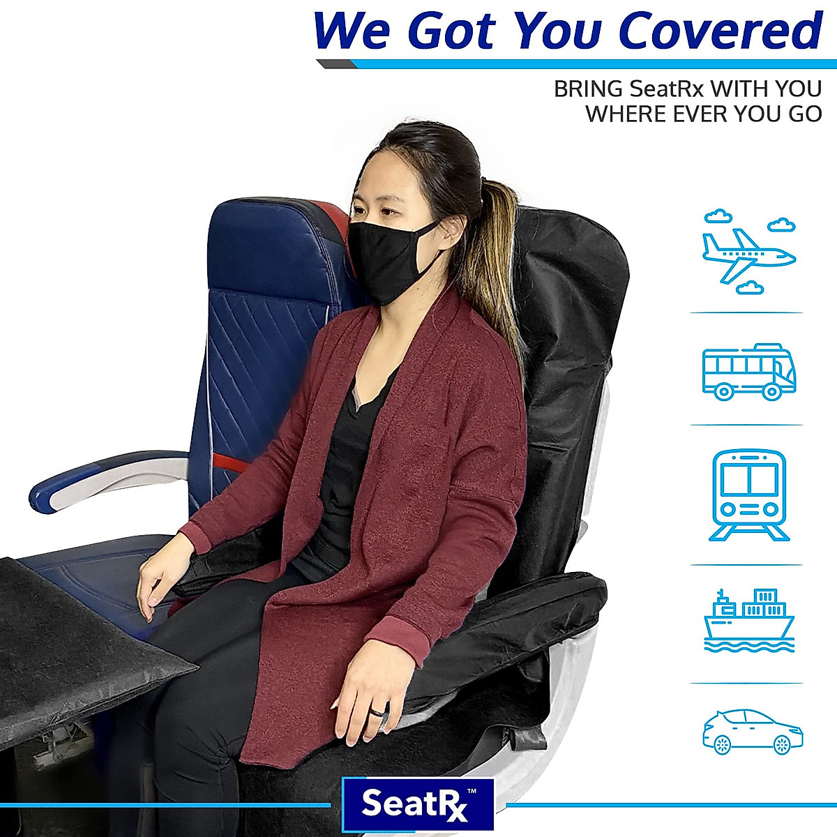 [Reusable] Seat Protector for Public Transit Bus Train Airplane Seat Covers Set with Tray Cover - Car Seat Protector Made from Nonwoven, Tear-Resistant Material - Machine Washable Airplane Travel Kit
