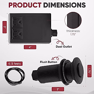 Westbrass ASB-2B3-62 Sink Top Waste Disposal Air Switch and Dual Outlet Control Box, Flush Button, Matte Black