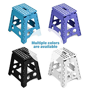 2 Pack 16 Inch Foldable Step Stool for Kids Folding Step Stool for Adults Lightweight Non-Slip Design Kitchen Stepping Stools Garden Step Stool Great for Bathroom, Bedroom, Living Room Blue