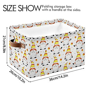 Halloween Fall Gnome Storage Basket Bins Foldable Laundry Hamper Toy Storage Bins Box Organizer for Home Boys Girls Office Closet Shelf Nursery Baskets,1 pcs