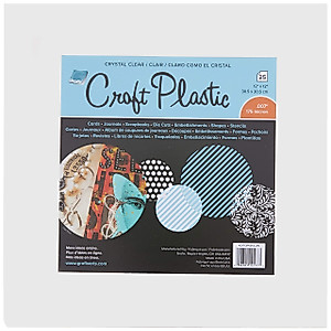 Grafix Ultra Clear .007 Plastic, Durable and Archival Film, Perfect for DIY Crafts, Stencils, Journals, Cards, 3D Embellishments, and More, 12" x 12", 25 Pack