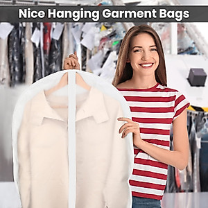 24 Pieces Long Garment Bag for Hanging Clothes Dress Bag Bulk, Lightweight Clear Full Zipper Clothes Bags Waterproof Dress Bag Garment Covers for Women Coat Gown Closet Storage Travel (24 x 60 Inch)