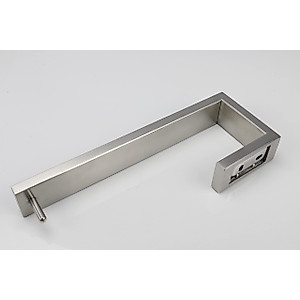 TocTen Hand Towel Holder/Towel Ring - Thicken SUS304 Stainless Steel Bathroom Hand Towel Hanger, 9 Inch Heavy Duty Wall Mounted Towel Rack, Square Hand Towel Bar for Bathroom Hardware (Brush, 9 in)