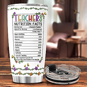 HUBUPU Stainless Gift For Women Tumblers Pack Steel Coffee Teachers Appreciation Cups Music, Teacher Gifts, Tumbler 20 Oz With Lid And Straw, Teacher Life Nutrition Facts