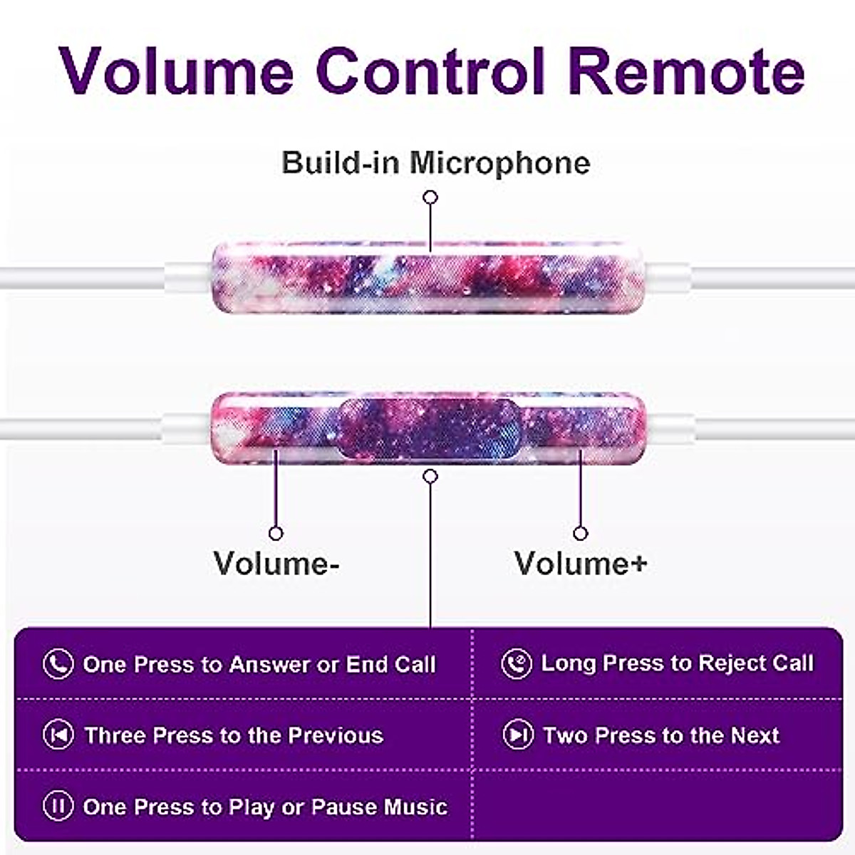 Coolden Wired Earbuds for iPhone with Microphone & Volume Control, HiFi Stereo in-Ear Earphones, Crystal Clear Audio Colorful Headphone Compatible with iPhone 12 Pro Max/12/11/X/XR/XS/8/7/iPad,Purple