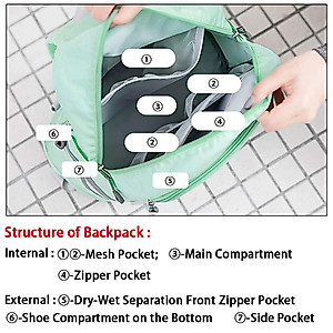 Women Sports Backpack Gym Bag with Shoe Compartment Wet Pocket Travel Backpacks Anti-Theft Pocket Water Resistant Workout Bag (Pink&Black)