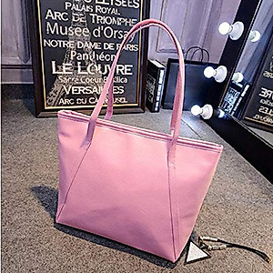 Capacity Solid Messenger High Women Bags Handbag Satchel Shoulder Zippered Tote (Pink, One Size)