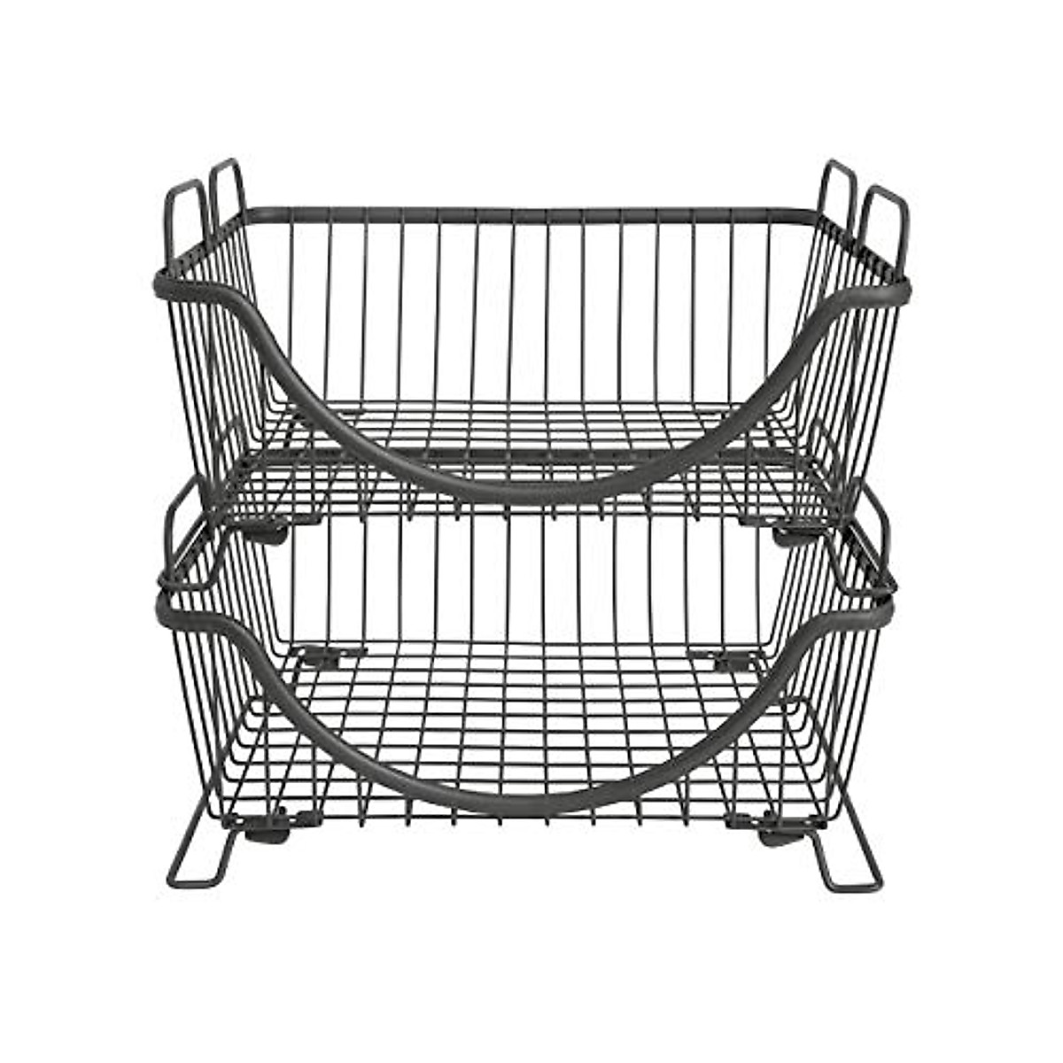 Spectrum Diversified 20076 Ashley Stacking Tray Wire Pet, Toy, Office, Kitchen Dorm Storage Utility Bin Stackable Organizer, Industrial Gray