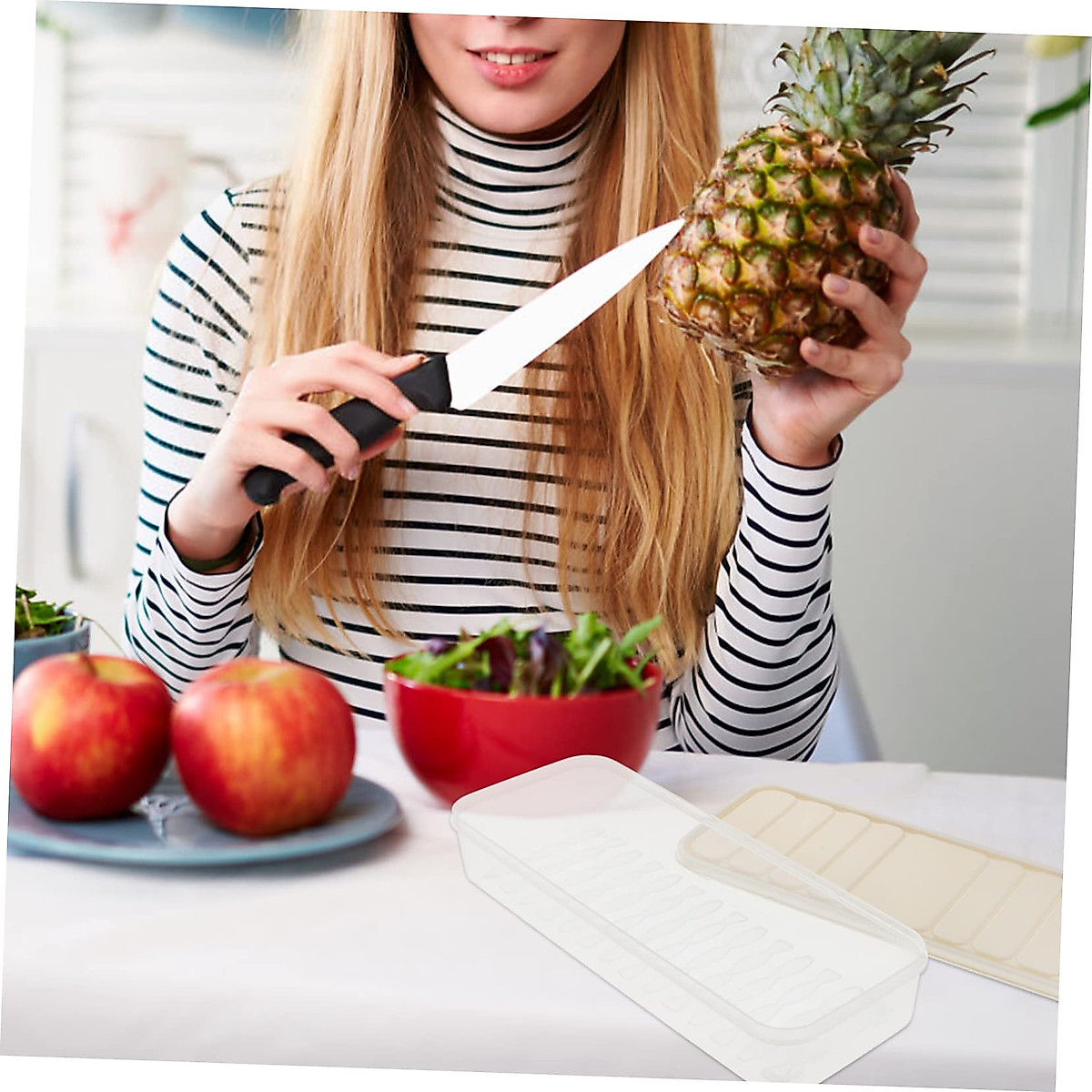 KICHOUSE 2Pcs Transparent Plastic Food Storage Containers for Refrigerator Organization Versatile Fridge Boxes Kitchen Food Storage Bins Refrigerator Organizer