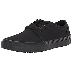 Shoes for Crews Merlin, Men's, Women's, Unisex Slip Resistant Food Service Work Sneakers, Canvas, Black, Men's Size 13/ Women's Size 14.5