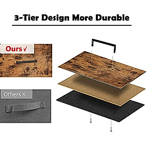 IRONCK Bookshelf, 3-Tier Cube Bookcase with 2 Drawer with Metal Legs, 9.4" D x 32" W x 43" H Office Bookshelves for Living Room, Office, Bedroom Easy Assembly