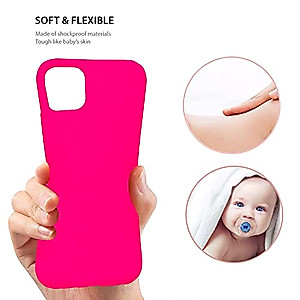 ZUSLAB Nano Silicone Case Compatible with Apple iPhone 12/ iPhone 12 Pro 2020, Liquid Silicone Rubber Shockproof Soft Full Protection Cover - Neon Pink