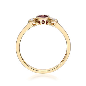 Gin & Grace 10K Yellow Gold Mozambique Genuine Ruby Ring with Diamonds for women | Ethically, authentically & organically sourced (Round) shaped Ruby hand-crafted jewelry for her | Ruby Ring for women