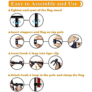 Garden Flag Stand, Adjustable Heavy Duty Flag Pole Holder with American Flag, 65inch Shepherds Hook for Hanging Flag, Bird Feeder, Solar Lights, Plant Hanger etc, Outdoor Garden Yard Flag Pole Kit