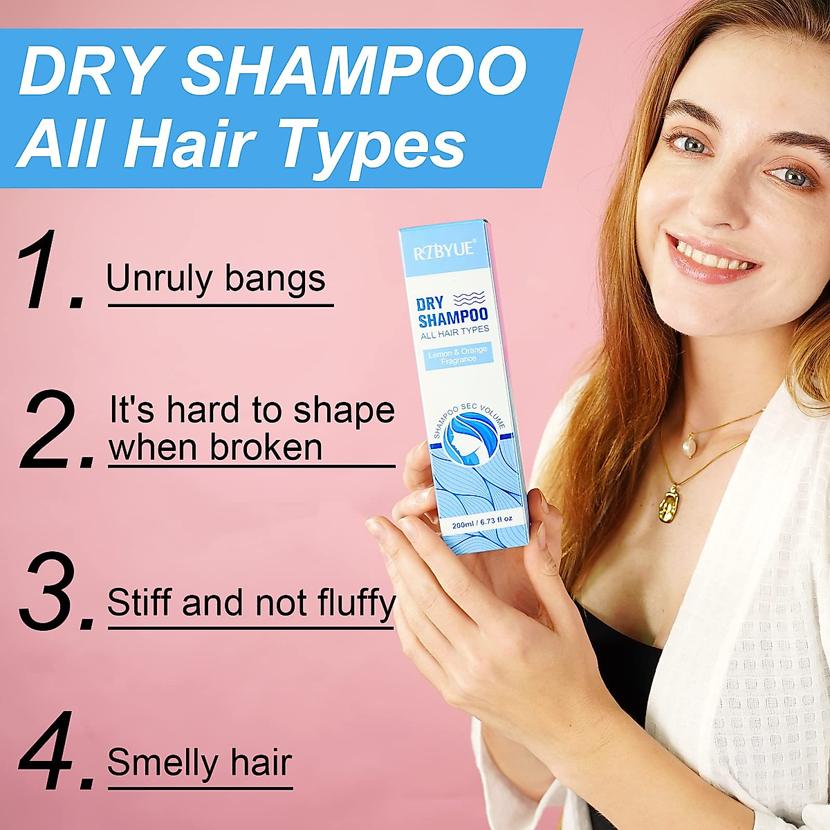 Valleylux Dry Shampoo for Women, Lemon & Orange Fragrance, Dry Shampoo for Dark, Blonde and Brunettes, 6.73 fl.oz.