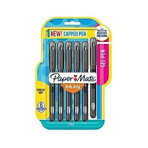 Paper Mate InkJoy Gel Retractable Pens, 0.7mm, Medium Point, 12-Count (Black) (6 Count)