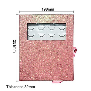 Eyelash Storage Book, 16 Pairs Lash Storage Organizer, Glitter Paper Eyelash Display Case, Portable Makeup Flash Lash Empty Box