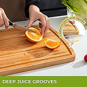 OAKSWARE 30 x 20 Inch XXXL Bamboo Cutting Board, Kitchen Chopping Boards with Juice Groove for Meat, Cheese, Fruit & Vegetables- Alpine Bamboo Butcher Block Carving Board for Stove Topp