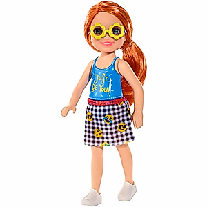 Barbie Club Chelsea Doll, 6-inch Redhead with Flower-Shaped Sunglasses, Multi