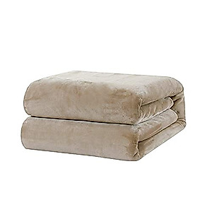 BOURINA Fleece Blanket Flannel Throw Blanket (Beige,Throw Size) Lightweight Cozy Microfiber Blanket for Sofa, Couch, Bed, Camping, Travel, 50x60 inches