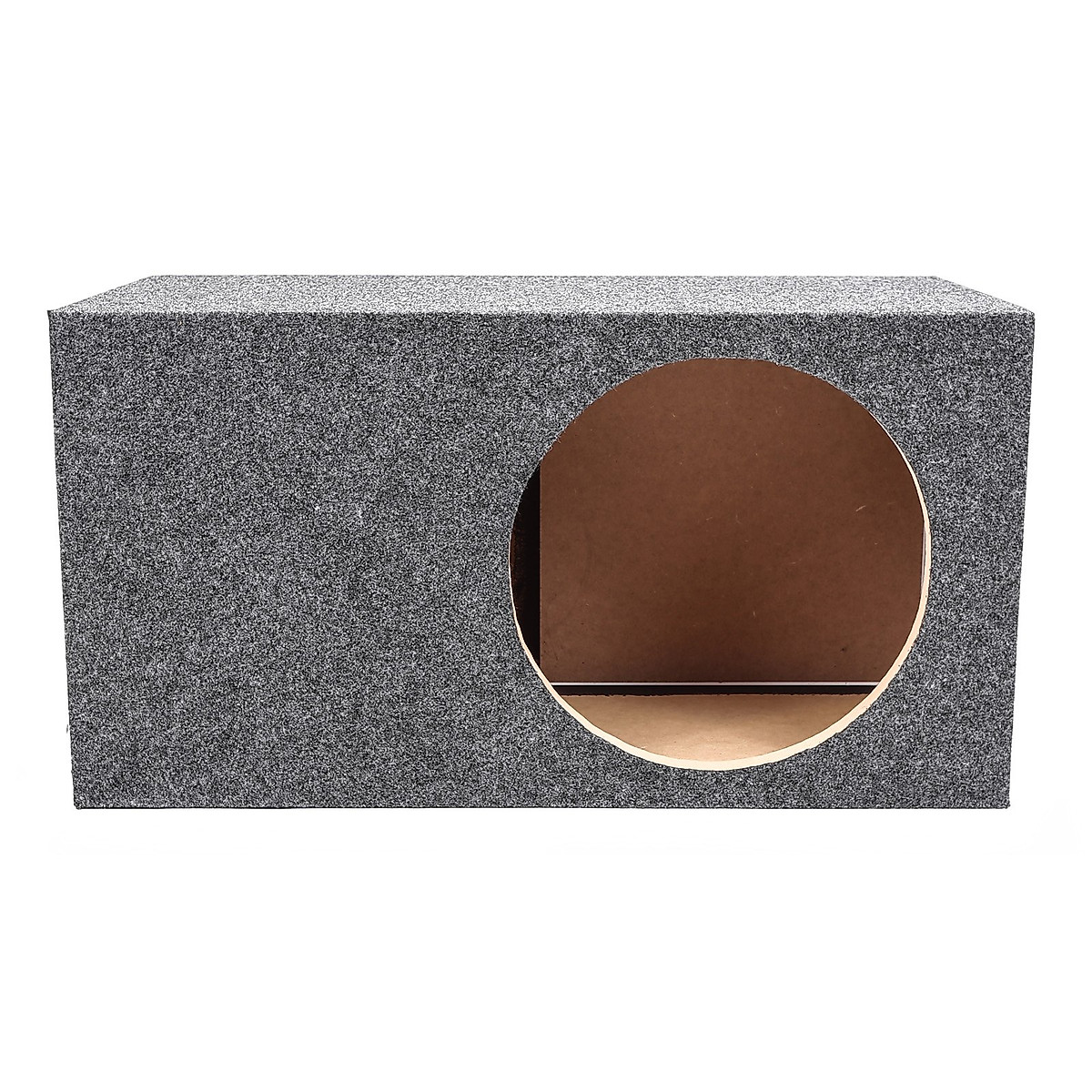 QPower 15 Inch Heavy Duty Single Vented Carpet Covered Durable Car Audio Extra Large Vehicle Subwoofer Enclosure Woofer Box, Charcoal Gray