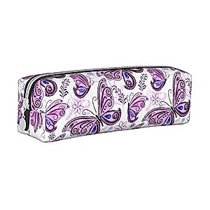 Purple Butterfly Pencil Case for Women Girls Teen Portable Pen Pouch Aesthetic Pencil Bag Work Supplies Organizer