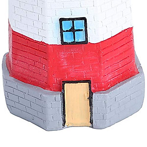 Voluxe Solar Lighthouse with Rotating Beacon, Yard Lights Fast Charging:2 Solar Panels at The Top for Fast Charging. for Tables(Red and White,10.6x3.9x3.9in)