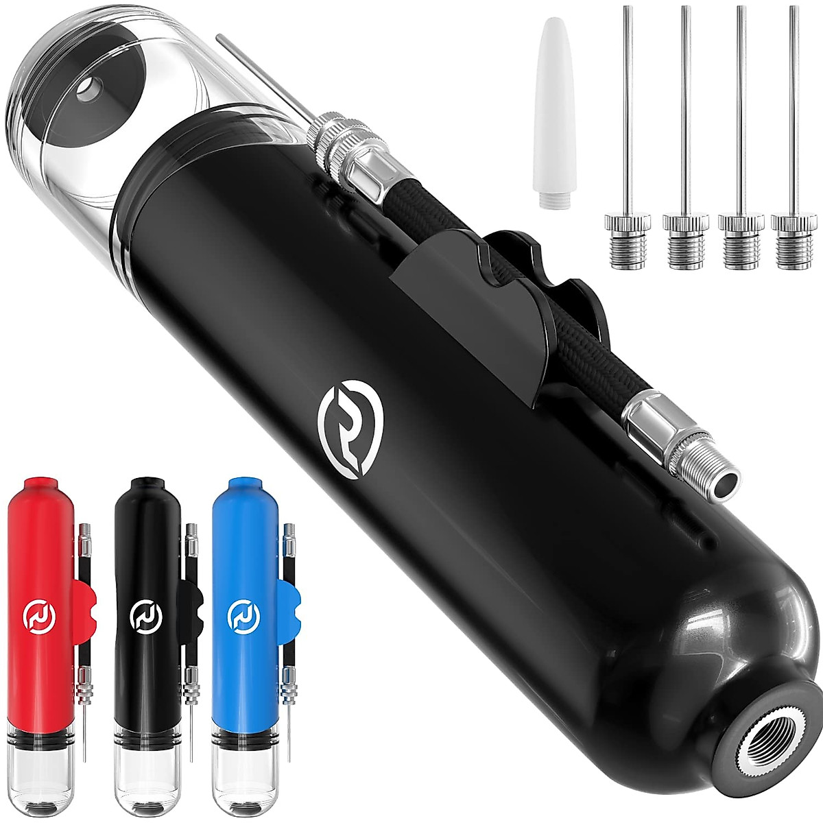 Ball Pump for Sports Balls - 5 Needles - Basketball Pump, Soccer Ball Pump - Air Pump for Balls, Volleyball, Football Accessories Equipment - Hand Pump for Inflatables - Never Lose Pin with Holder