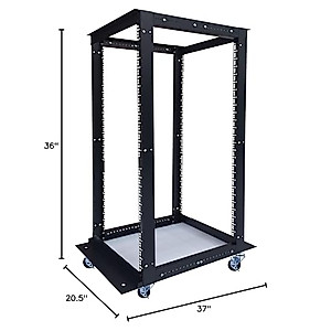 Sysracks 18U 4 Post Open Frame 19 inch Network Server Rack Relay Cabinet Adjustable Depth 24"-37"