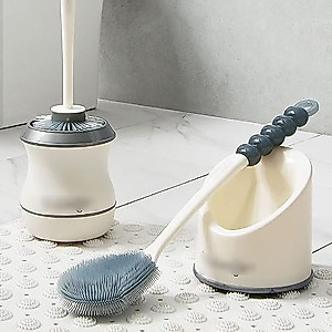 Creative Toilet Bowl Brush Flat Brush Head Toilet Brush Floor Stand Reversible Bristle Toilet Cleaner Brush with Stand