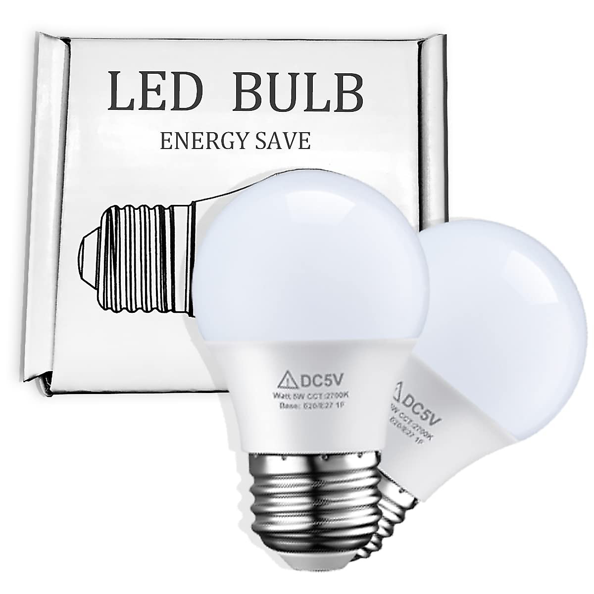 TIMEGOA Safety Low Voltage 5V 5W 3-Way Dimmable LED Light Bulb, G45 E26 E27 Base Energy-Saving Bulb, 60W Equivalent, 400 Lumens A19 Bulb, 3000K LED Bulb, 2 Pack