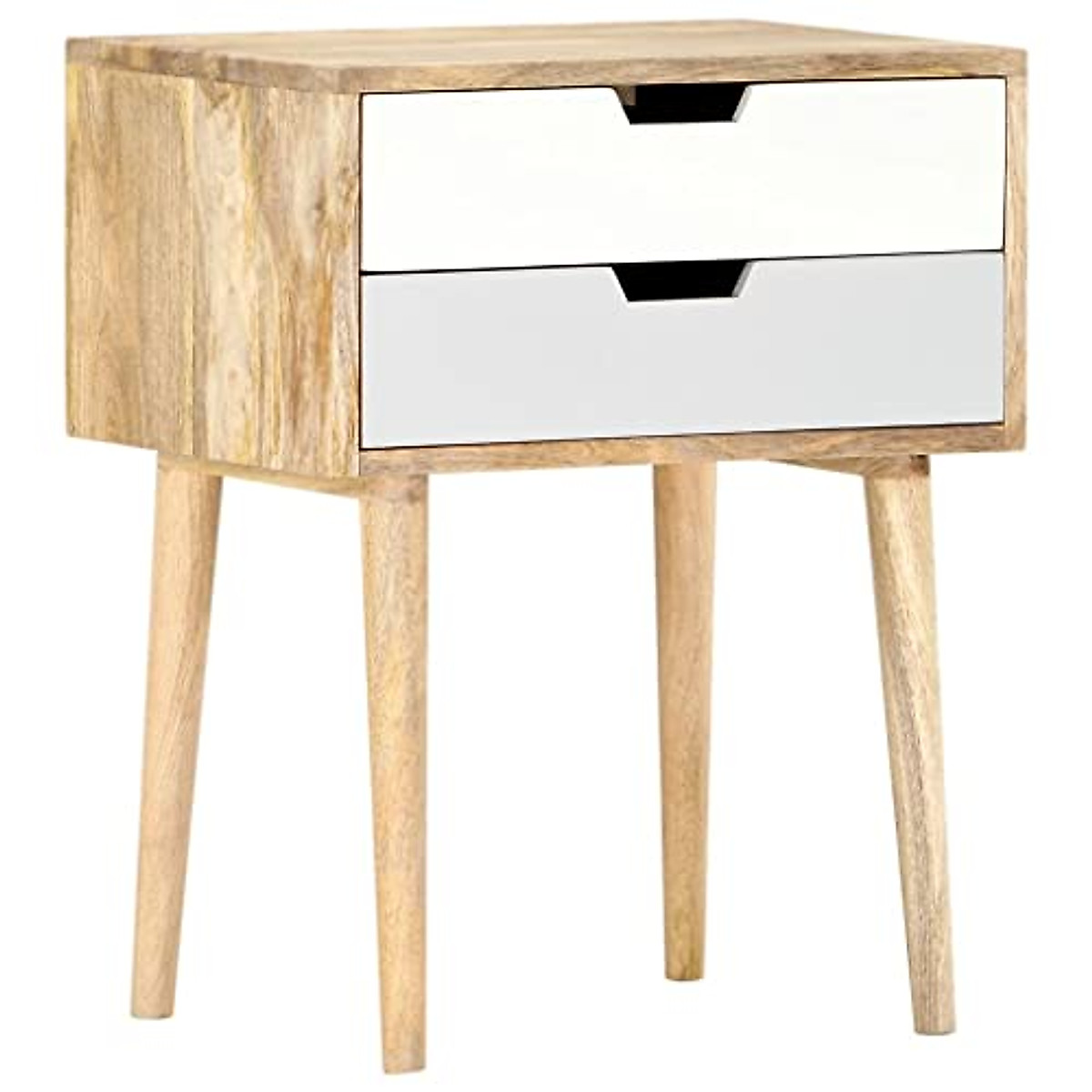 Side Table with Drawers, Furniture Small Space, Modern nightstand end Table, Bedside Cabinet 18.5"x13.8"x23.2" Solid Mango Wood Suitable for Living Room, Bedroom Bedside.