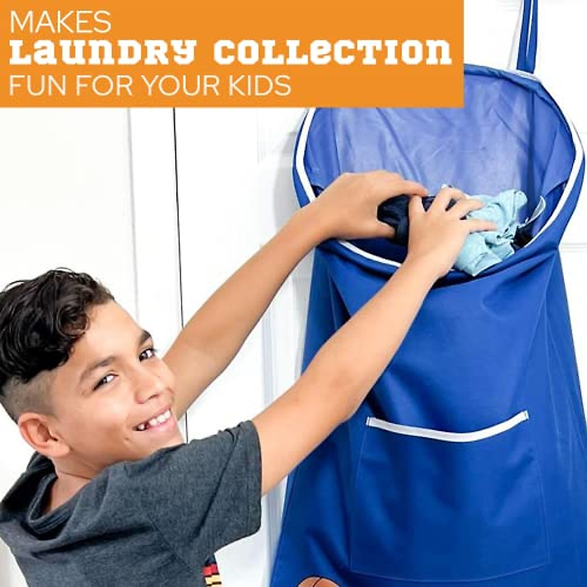 Over the Door Laundry Hamper- Basketball Laundry Hamper for Kids Room - Fun Kids Laundry Hamper with Sock Compartment For Basketball Hamper For Boys Room - Kids Hamper