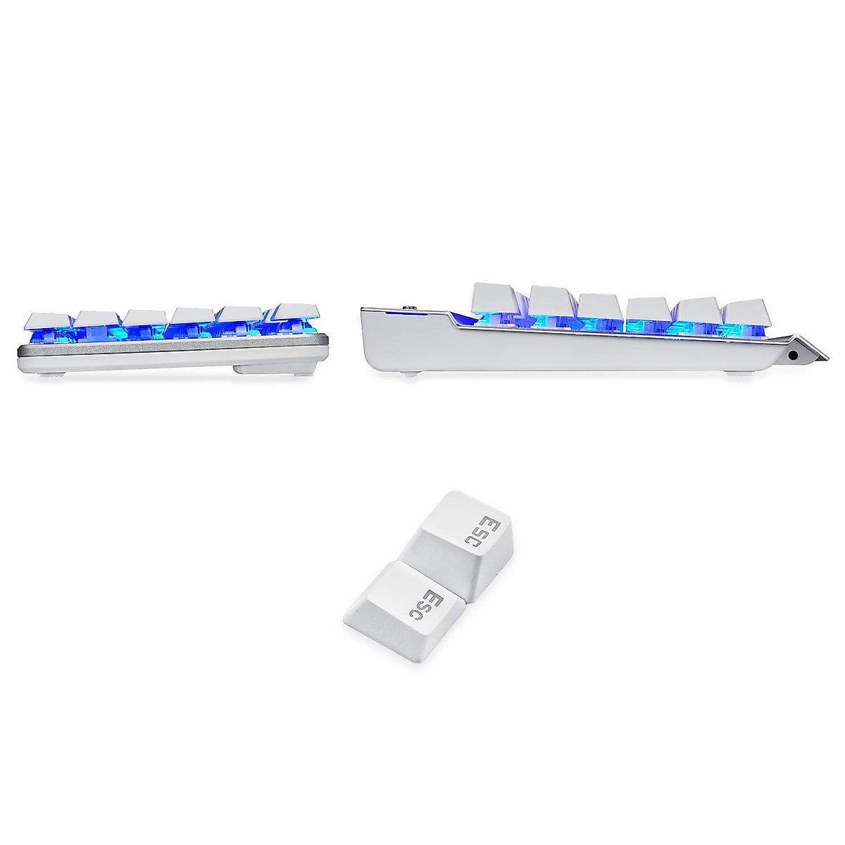 EagleTec KG051-BR BLUE LED Backlit Mechanical Gaming Keyboard Low Profile Mechanical Gamers Keyboard 104 Key Mechanical Computer USB Gaming Keyboard for PC (WHITE VERSION)