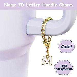 Stanley Cup Accessories Set,Including 2 Pcs 0.4in Straw Cover, 1 Silicone Spill-Proof Stopper Set of 3, 1 Name ID Letter Handle Charm, 1 Silicone Stanley Cup Boot Fits Stanley 40&30 Oz Tumbler (M)