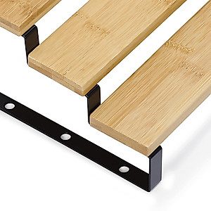 MOOACE 4-Tier Bamboo Spice Rack Organizer for Cabinet, Expandable Spice Rack Shelf Organizer for Kitchen Cabinet Countertop, Set of 2