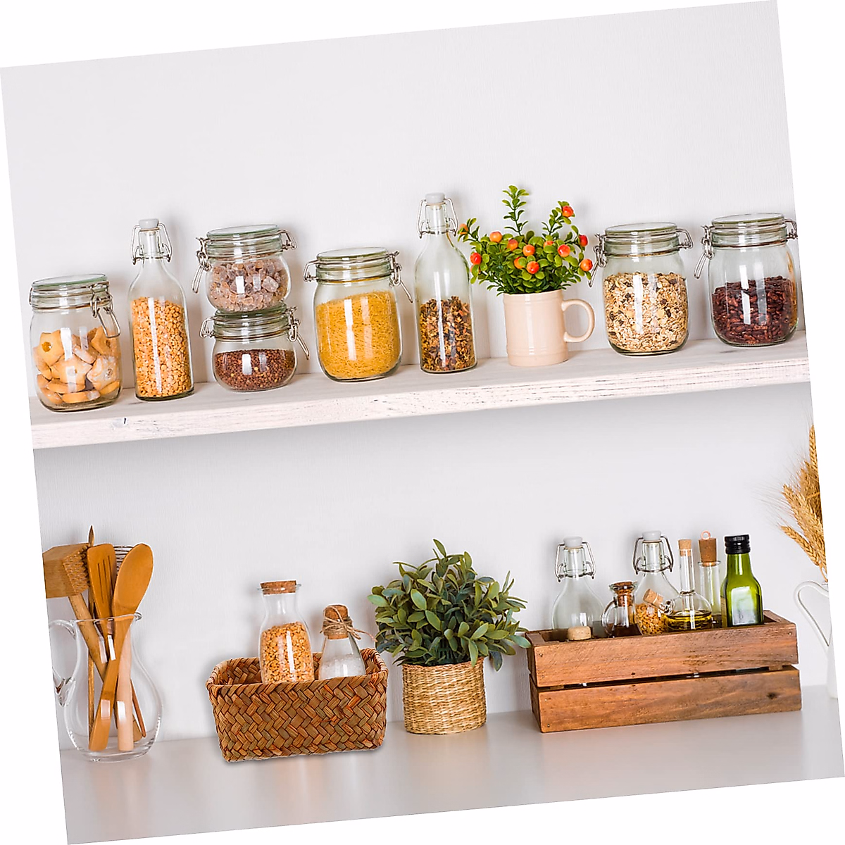 Holibanna Retro Decor 2 Pcs Woven Storage Box Manual Rattan Basket Seaweed Wicker Storage Basket